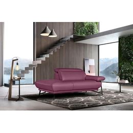 Ottomane Egoitaliano "Anais, erstklassiges Designsofa, Breite 179 cm, Fu&szlig;farbe schattengrau", lila (violett), Sofas, B/H/T: 179cm x 74cm x 106cm, Leder NUVOLE, Ottomane links, Armlehne rechts, LEDER -Artikel BULL &ndash; Kat. B: Der Artikel BULL ist ein geschliffenes, pigmentiertes und behandeltes Rindsleder mit einer Dicke von 1, 3-1, 5 mm. Dieses Leder zeigt eine ziemlich weiche Hand mit einem halb un
