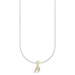 Kette mit Anh&auml;nger Bruno Banani "Schmuck Geschenk Silber 925 Halsschmuck Halskette Ankerkette Kreuz", gold (silberfarben, gelbgoldfarben, kristallwei&szlig;), Halsketten, Damen, Silber 925 (Sterlingsilber), L: 45 B: 0,8mm, Kette mit Anh&auml;nger, mit Zirkonia (synth.), B:0,8mm