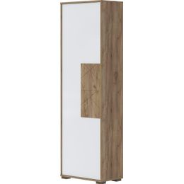 Garderobenschrank OTTO HOME "Stela", wei&szlig; (wei&szlig; hochglanz, nussbaumfarben), B:62,4cm H:197cm T:35,7cm, Schr&auml;nke, Garderobenschrank, mit Push-to-open-Funktion
