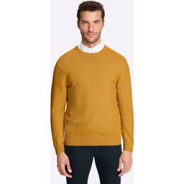 Rundhalspullover Marco Donati "Pullover", Herren, Gr. 48, ocker, 100% Baumwolle, Pullover Rundhalspullover