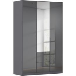 Dreht&uuml;renschrank OTTO HOME "Kleiderschrank Kleiderschr&auml;nke Schrank Garderobe AGORDO mit Glasfront", grau (graumetallic, glas basalt), B:136cm H:229cm T:54cm, Holzwerkstoff, Schr&auml;nke, Dreht&uuml;renschrank, mit Au&szlig;enschubk&auml;sten, in 7 Breiten und 2 H&ouml;hen MADE IN GERMANY