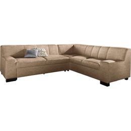 Ecksofa DOMO collection "Norma, moderne Armlehnen, zeitlos und elegant, Breite 247cm, L-Form", braun (caf&eacute;), B:247cm H:74cm T:212cm, Microfaser PRIMABELLE (100% Polyester);Kunstleder SOFTLUX;Struktur (90% Polyester, 10% Polyacryl);NaturLEDER (echtes Rindsleder), Sofas, Ecksofa, wahlweise mit Bettfunktion