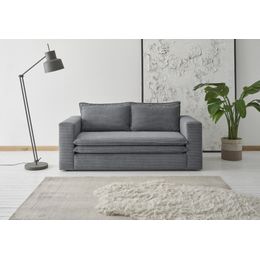 2-Sitzer Home Affaire "PIAGGE", grau (anthrazit), B:180cm H:83cm T:91cm, Sofas, 2-Sitzer, Hochwertiger Cord mit weicher Velours-Struktur