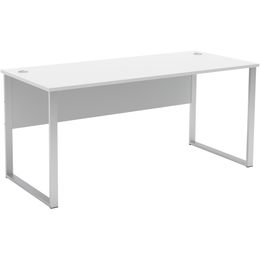 Schreibtisch Innostyle "Schreibtisch Santorin, 170/77/73 cm ( B/H/T)", wei&szlig;, silber matt, wei&szlig;, B:170cm H:77cm T:73cm, Tische, Schreibtisch, Tischplatten: kratzfest und wasserfest