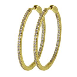 Klappcreolen OSTSEE-SCHMUCK "- Simone 40 mm - Silber 925/000, vergoldet - Zirkonia" Gr. 40, gold (goldfarben, gelb), Ohrringe, Damen, Blacklist, Klappcreolen