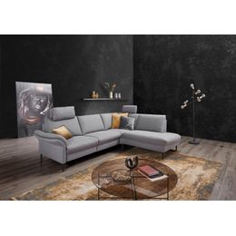 Ecksofa Home Affaire "Sarsina: mit Tonnentaschen-Federkern, perfekt zum Entspannen L-Form", grau, B:265cm H:85cm T:223cm, 100% Polyester, Sofas, Ecksofa, inklusive 2 motorischen Relaxfunktionen mit Herz-Waage-Beschlag