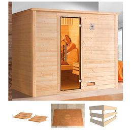 Sauna Weka "Bergen 3", beige (natur), ohne Ofen, (ohne Ofen), Saunen, Sauna, ohne Ofen