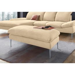 Hocker W.Schillig "enjoy&MORE", beige (sahara s37), B:106cm H:45cm T:71cm, Chenille-Flachgewebe R66 (85% Polyester, 15% Nylon);Longlife Xtra-Leder Z59: Glattleder mit modischer Pr&auml;gung. Hautst&auml;rke 0, 9 - 1, 1 mm;Stoff S37 (100% Polyester), Hocker, Hocker, F&uuml;&szlig;e silber matt, Breite 106 cm