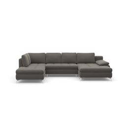 Sit & More Wohnlandschaft SIT & MORE "Latigo U-Form", grau (hellgrau), B:326cm T:201cm, Sofas, Wohnlandschaft, mit Recamiere, wahlweise mit Bettfunktion und Bettkasten