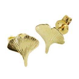Paar Ohrstecker OSTSEE-SCHMUCK "- Ginkgoblatt - Gold 333/000 -" Gr. 10, gold (gold 333, goldfarben, gelb), Ohrringe, Damen, Gelbgold 333, Paar Ohrstecker