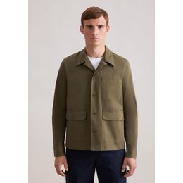 Hemdjacke Seidensticker, Herren, Gr. XXL, olive, 97% Baumwolle, 3% Elasthan, unifarben, Jacken Hemdjacke