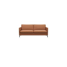 2,5-Sitzer FLEXLUX "Fiore, super bequem durch hochwertigen Sitzaufbau mit Kaltschaum", braun (modern cogna), B:181cm H:85cm T:92cm, 100% Echteder, Sofas, 2 5-Sitzer, schmale Armlehnen, F&uuml;&szlig;e Alu+schwarz