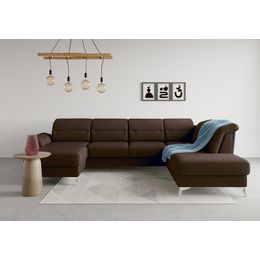 Sit & More Wohnlandschaft SIT & MORE "Sinatra U-Form", braun (dunkelbraun), B:326cm H:85cm T:220cm, 100% Polyester, Sofas, Wohnlandschaft, optional mit Kopfteilverstellung und Armteilfunktion etc.