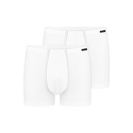 Boxershorts Schiesser "Essentials", Herren, Gr. 4, wei&szlig; (100, wei&szlig;), Single Jersey, Obermaterial: 95% Baumwolle, 5% Elasthan, eng, Unterhosen Boxershorts, mit angenehm weichem Bund