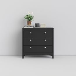 Kommode Home Affaire "Madrid, Aufbewahrung, Schubladenschrank, Stauraum", schwarz (schwarz matt), B:82,1cm H:79,7cm T:38,4cm, Holzwerkstoff, Sideboards, Kommode, mit 3 Schubladen, Breite 82,3 cm
