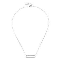 Kette mit Anh&auml;nger Firetti "Schmuck Geschenk Silber 925 Halsschmuck Zwischenteil oval", silberfarben, kristallwei&szlig;, Halsketten, Damen, Silber 925 (Sterlingsilber), L: 45 B: 1,5mm, Kette mit Anh&auml;nger, mit Zirkonia (synth.), B:1,5mm