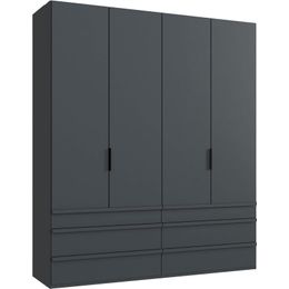 Faltt&uuml;renschrank wimex "Oxford by fresh to go, in der Breite 200cm, in 2 H&ouml;hen erh&auml;ltlich", grau (grafit), Schr&auml;nke, Kinder, Grafit, B/H/T: 200cm x 236cm x 58cm, Schubladen: 6 Stk. T&uuml;ren: 4 Stk. ohne Spiegel, Holzwerkstoff, Faltt&uuml;renschrank, mit hochwertigen Faltt&uuml;ren f&uuml;r den perfekten &Uuml;berblick, B:200cm H:236cm T:58cm