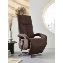 Sit & More TV-Sessel SIT & MORE "Tycoon mit Kopfteilverstellung und 360 Drehfunktion", braun (dunkelbraun), B:74cm H:112cm T:82cm, 100% Polyester, Sessel, TV-Sessel, wahlweise manuell oder elektrischer Funktion, auch mit Akku (kabellos)