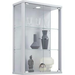 Fif M&ouml;bel Vitrine FIF M&Ouml;BEL "OPTIMA", silber, B:56cm H:82cm T:25,2cm, Holzwerkstoff, Sicherheitsglas ESG, Schr&auml;nke, Vitrine, H&auml;ngevitrine/Glasvitrine 2x Glast&uuml;r,perfekt f&uuml;r Sammler,Sammlervitrine