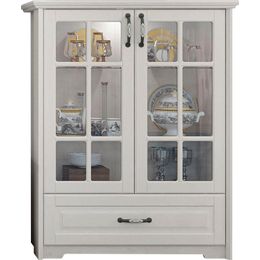 Vitrine OTTO HOME "Evergreen", beige (elfenbein), B:106cm H:127,7cm T:48,7cm, Schr&auml;nke, Vitrine, UV lackiert, T&uuml;r mit Sicherheitsglas und Soft-Close-Funktion