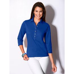 Poloshirt Casual Looks "Poloshirt", Damen, Gr. 40, blau (royalblau), 50% Baumwolle, 50% Modal, unifarben, ohne Ausschnitt, Shirts Poloshirt