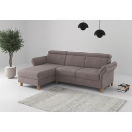 Ecksofa Home Affaire "Glendale, L-Form", taupe, B:253cm H:84cm T:166cm, 90% Polyester, 10% Polyamid, Sofas, Ecksofa, inkl. Kopfteilverstellung, wahlweise mit Vorziehsitz und Bettkasten
