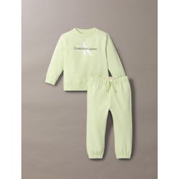 Shirt & Hose Calvin Klein Jeans "MONOGRAM CN SWEATSHIRT SET", Jungen, Gr. 80, gr&uuml;n (seafoam gr&uuml;n), Jersey, Obermaterial: 95% Baumwolle, 5% Elasthan, unifarben, KOB Set-Artikel Shirt & Hose, f&uuml;r Babys bis 2 Jahre