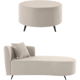 Recamiere Home Affaire "Hulby", beige (natur), B:182cm H:82cm T:90cm, 100% Polyester, Sofas, Recamiere, wahlweise mit und ohne Hocker und Armlehne links oder rechts