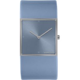 Quarzuhr Jacques Lemans "Design Collection", blau (hellblau), Armbanduhren, Damen, Quarzuhr, Armbanduhr, Damenuhr, Herrenuhr, geh&auml;rtetes Crystexglas, Lederarmband