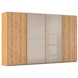 Schwebet&uuml;renschrank Rauch "Kleiderschrank Schrank Garderobe Schlafzimmerschrank SCALE-WOOD", braun (asteiche massiv, glas fango), B:360cm H:223cm T:68cm, Holz teilmassiv, Schr&auml;nke, Schwebet&uuml;renschrank, edle geteilte Front in massiver Asteiche mit Glast&uuml;ren MADE IN GERMANY