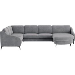 Sit & More Wohnlandschaft SIT & MORE "Soul U-Form", grau (stone), B:372cm H:90cm T:227cm, 100% Polyester, Sofas, Wohnlandschaft, wahlweise mit Bettfunktion und Schubkasten
