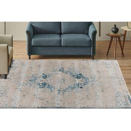 Teppich Kayoom "Dilan 200", blau, B:80cm H:5mm L:150cm, Polyester, Teppiche, Teppich