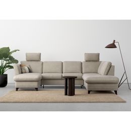 Wohnlandschaft Home Affaire "Trelleborg U-Form", grau (steel), B:307cm H:86cm T:213cm, 95% Polyester, 5% Polyamid, Sofas, Wohnlandschaft, wahlweise mit Bettfunktion und Bettkasten, inkl. Federkern-Polsterung