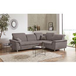 Ecksofa DOMO collection "Franzi, zeitlos und elegant, moderne Sitzheftung, L-Form", grau (stone), B:275cm H:81cm T:214cm, Sofas, Ecksofa, wahlweise mit Kopfteilverstellung (dann Breite: 275 cm)