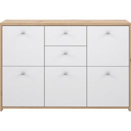 Kommode FORTE "CHEST", grau (betonoptik, old, wood vintage), B:114,1cm H:77,5cm T:29,6cm, Dekorfolie, FSC-zertifizierter Holzwerkstoff, Kunststoff, Metall, Sideboards, Kommode, Breite ca. 114 cm