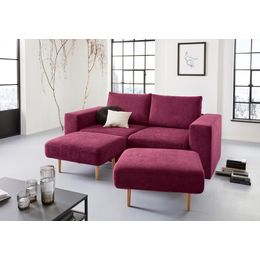 3-Sitzer "Looksv", lila (beere), B:212cm H:96cm T:107cm, LOOKS by Wolfgang Joop, Sofas, 3-Sitzer, Verwandlungssofa: aus Sofa wird Sofa mit 2 Hockern
