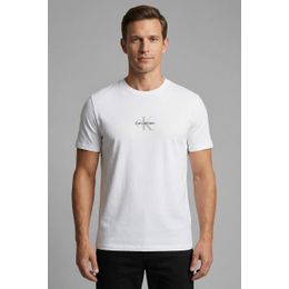 T-Shirt Calvin Klein Jeans, Herren, Gr. S, brilliant wei&szlig;, Web, Obermaterial: 100% Baumwolle, unifarben, regular fit normal, Rundhals, eingesetzt abgesteppte Kante, Shirts T-Shirt, Regular fit mit Rundhalsausschnitt