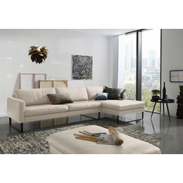 Ecksofa 3C CANDY "Aidan modernes Sofa in aktueller Formensprache, bequem, L-Form", beige, B:318cm H:81cm T:154cm, 100% Leder, Sofas, Ecksofa, eleganter Stil mit hohem Sitzkomfort, auch mit Lederbezug