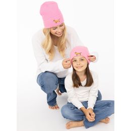 Beanie Zwillingsherz "Dog-Patch" Kids", Baby, bubblegum, Strick, Kaschmir, M&uuml;tzen Beanie, Kaschmir, breiter Umschlag, w&auml;rmend