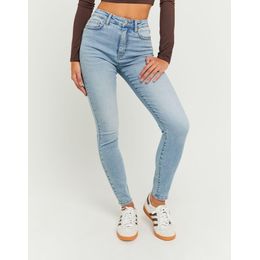 Skinny-fit-Jeans Tally Weijl "SPADESMART6", Damen, Gr. 36, N-Gr, bleach indigo wash, Denim/Jeans, Obermaterial: 98% Baumwolle, 2% Elasthan, leichte Abriebeffekte, skinny fit kn&ouml;chellang, Jeans Skinny-fit-Jeans, Baumwollmischung, High Waist