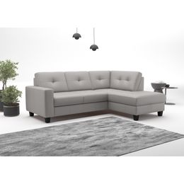 Ecksofa Home Affaire "Varese", light grau, B:226cm H:91cm T:170cm, Sofas, Ecksofa, wahlweise mit Bettfunktion und Bettkasten