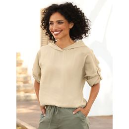 Langarmbluse Heine, Damen, Gr. 50, sesam, 85% Modal, 15% Polyester, unifarben, Blusen Langarmbluse