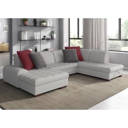 Sit & More Wohnlandschaft SIT & MORE "Luxor U-Form", silber, B:329cm H:82cm T:224cm, Luxus-Microfaser ALTARA NUBUCK (100% Polyester);Soft clean (98% Polyester, 2% Polyamid);Struktur fein (100% Polyester), Sofas, Wohnlandschaft, wahlweise mit Bettfunktion, Bettkasten und Kopfteilverstellung