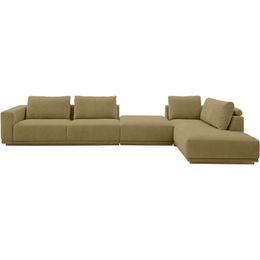 Wohnlandschaft Musterring, pistachio, B:395cm H:78cm T:202cm, 100% Polyester, Sofas, Wohnlandschaft, Anreihsofa mit Armlehne links, Eckteil rechts mit Kissen & Hocker