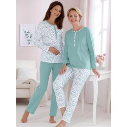 Schlafanzug Ascafa, Damen, Gr. 52/54, gr&uuml;n (mint, bedruckt), 100% Baumwolle, Homewear-Sets Schlafanzug