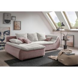 Ecksofa Home Affaire "Imola, bequem, aktuelle Steppung im Sitz, L-Form, Breite 270cm", rosa (rosa, silber), B:270cm H:90cm T:170cm, Microfaser PRIMABELLE (100% Polyester) / Struktur (82% Polyester, 9% Viscose, 7% Baumwolle, 2% Nylon);Kunstleder SOFTLUX / Struktur (82% Polyester, 9% Viscose, 7% Baumwolle, 2% Nylon), Sofas, Ecksofa, wahlweise mit Bettfunktion