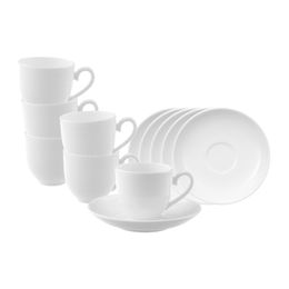 Villeroy & Boch Tasse VILLEROY & BOCH "Espressotassen mit Untertassen Royal 100 ml wei&szlig;", wei&szlig;, Porzellan, Trinkgef&auml;&szlig;e, Tasse