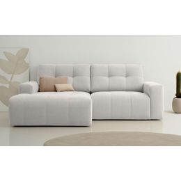 Ecksofa Home Affaire "Turnon, Lounge-sofa, Breite 221 cm", beige (creme), B:221cm H:84cm T:153cm, 100% Polyester, Sofas, Ecksofa, Chenille, mit Knopf- und Doppelsteppung, elegantes Aussehen