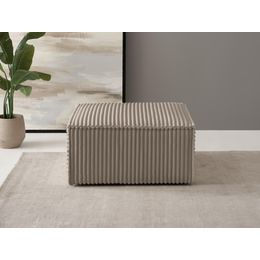 Hocker OTTO HOME "FINNLEY, Polsterhocker in Boucl&eacute;, Struktur fein u. Mega Cord verf&uuml;gbar", grau (taupe), B:80cm H:42cm T:80cm, Bezugstoff 100% PES ;Gramatur 400g/qm +/- 5%, Hocker, Hocker, passend zum Loveseat der Serie Finnley