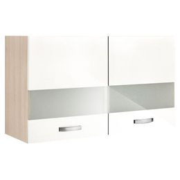 Glash&auml;ngeschrank Optifit "Faro", wei&szlig; (wei&szlig; glanz), B:100cm H:57,6cm T:34,6cm, Schr&auml;nke, Glash&auml;ngeschrank, mit Metallgriffen, Breite 100 cm